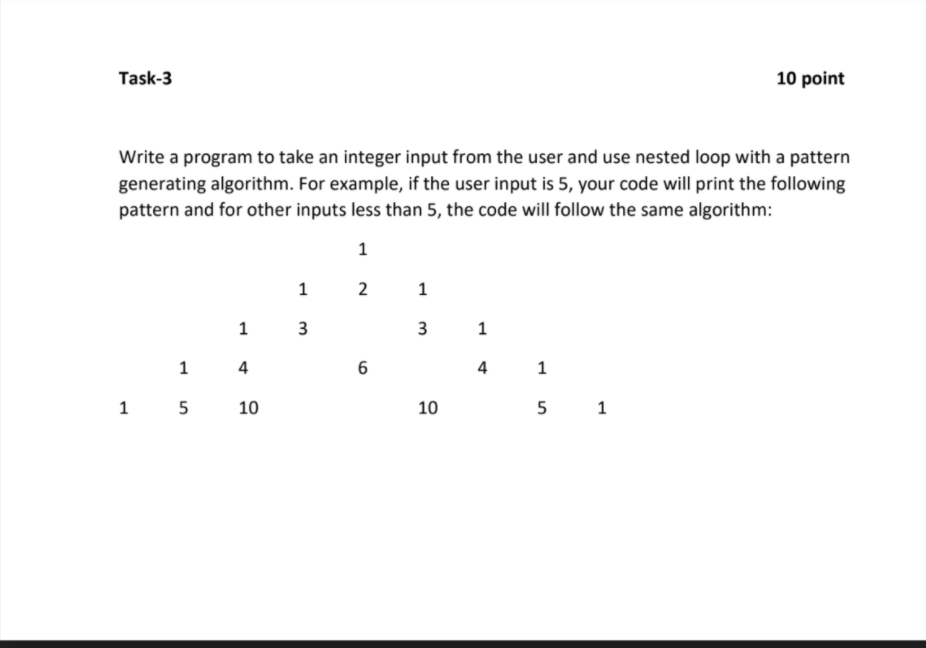 Solved Task-3 10 point Write a program to take an integer | Chegg.com