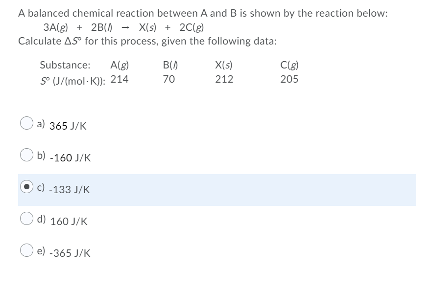 Solved A balanced chemical reaction between A and B is shown | Chegg.com