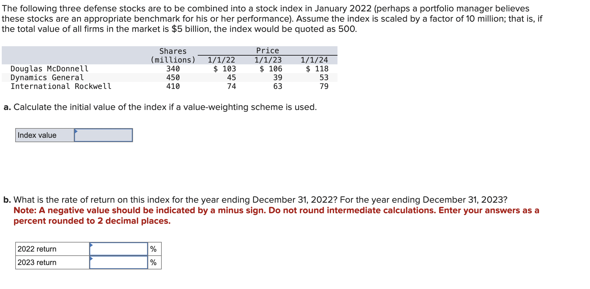 Solved The following three defense stocks are to be combined | Chegg.com