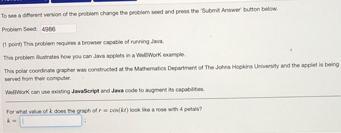 Solved To see a different version of the problem change the | Chegg.com