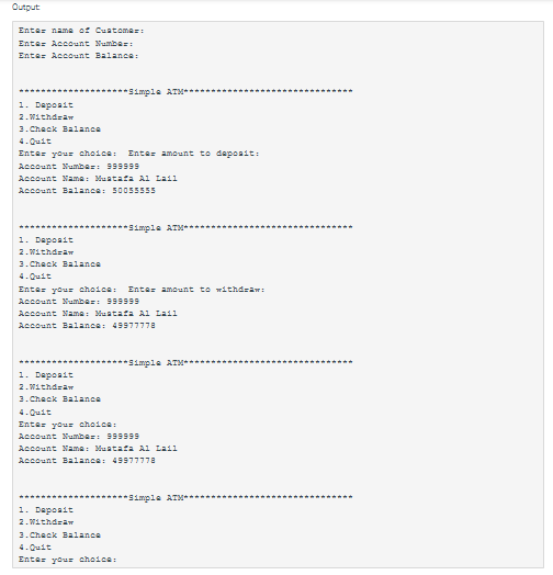 Solved 4.15 LAB: Simple ATM In this exercise, you will use | Chegg.com