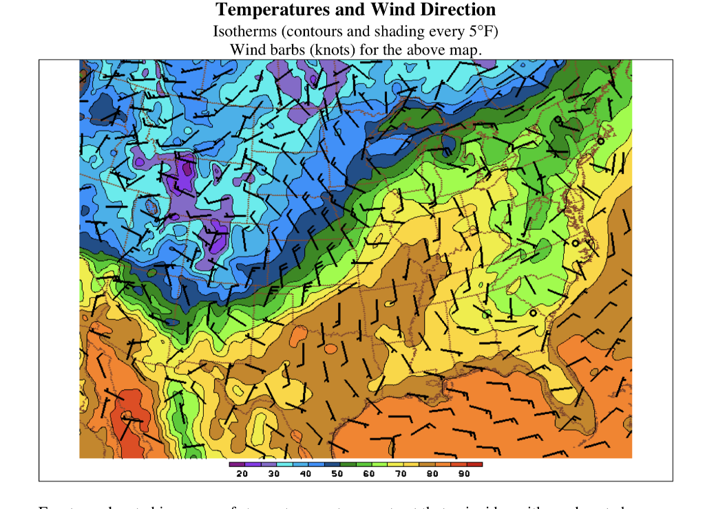 Temperatures and Wind Direction Isotherms (contours | Chegg.com