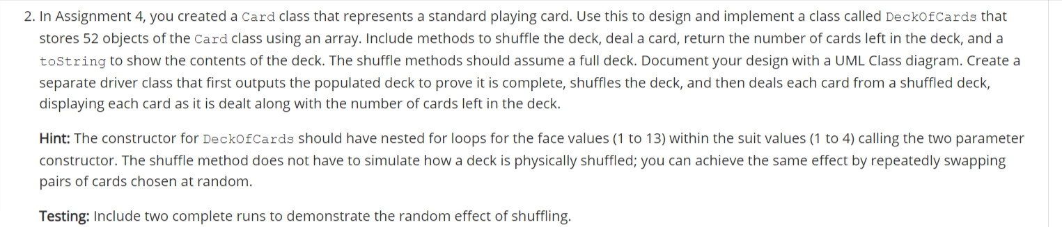 Solved 2. Design and implement a class called Card that | Chegg.com