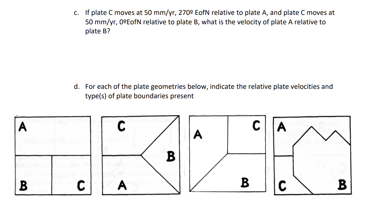Solved c. If plate C moves at 50 mm/yr,270 E EofN relative | Chegg.com
