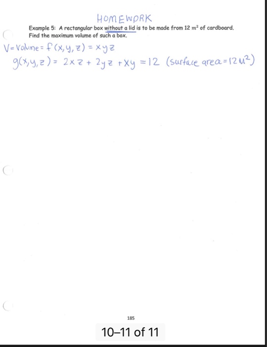 Solved HomEwpRK Example 5: A rectangular box without a lid | Chegg.com