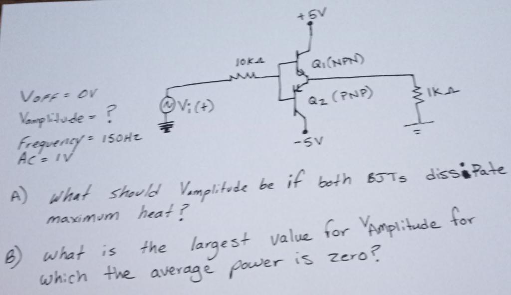 Solved Voff = OV Vamplitude =? Frequency =150H2 AC =1 V A) | Chegg.com