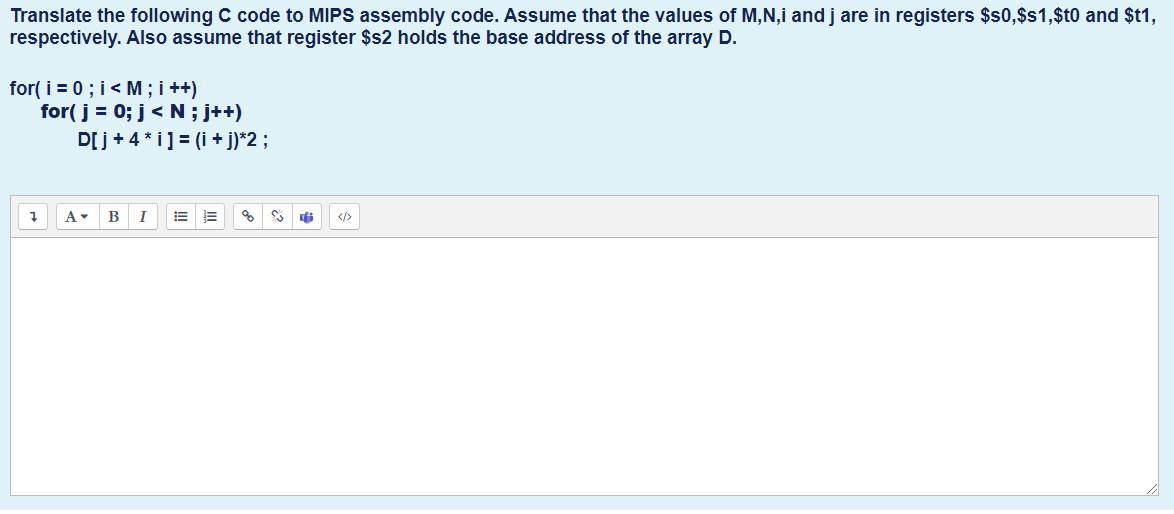 Solved Translate the following C code to MIPS assembly code. | Chegg.com