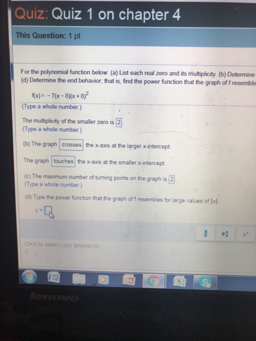Solved Quiz: Quiz 1 on chapter 4 This Question: 1 pt For the | Chegg.com