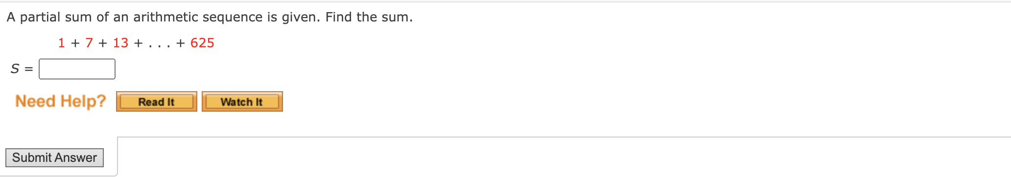 Solved A Partial Sum Of An Arithmetic Sequence Is Given