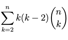 Solved ∑k=2nk(k−2)(nk) | Chegg.com