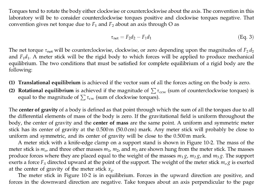 Solved Torques and Rotational Equilibrium of a Rigid | Chegg.com