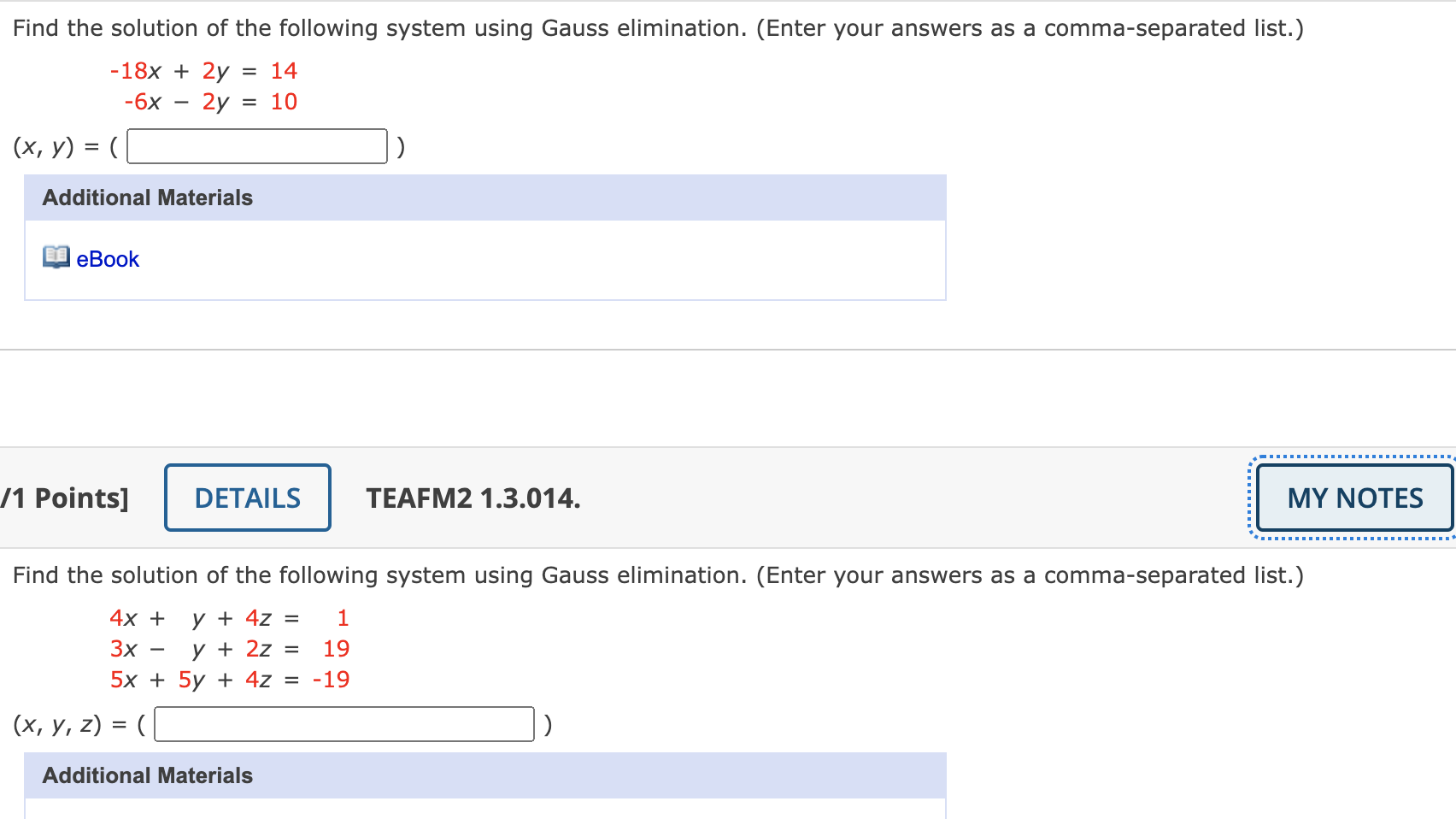 Solved Find the solution of the following system using Gauss | Chegg.com