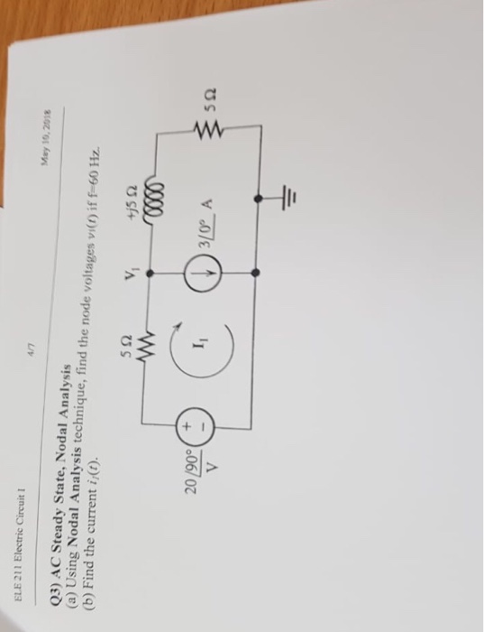 Solved ELE 211 Electric Circuit I May 10, 208 Q3) AC Steady | Chegg.com