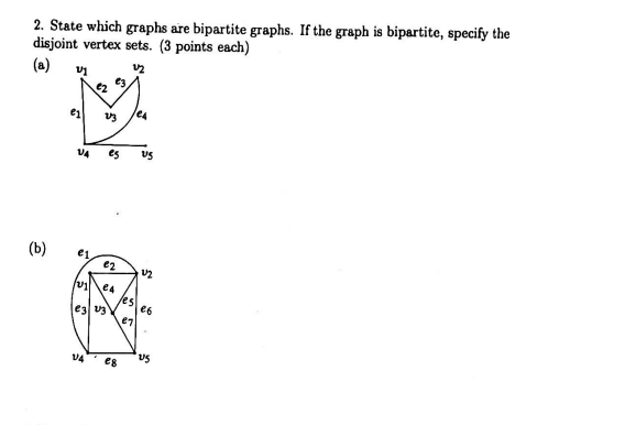 Solved 2 State Which Graphs Are Bipartite Graphs If The
