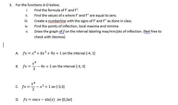 Solved For the functions A-D below, i. Find the formula of | Chegg.com
