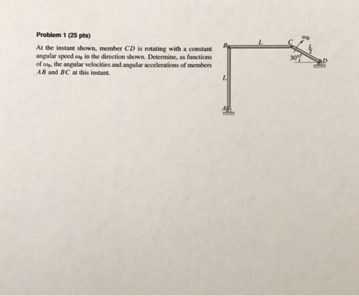 Solved At the instant shown, member CD is rotating with a | Chegg.com