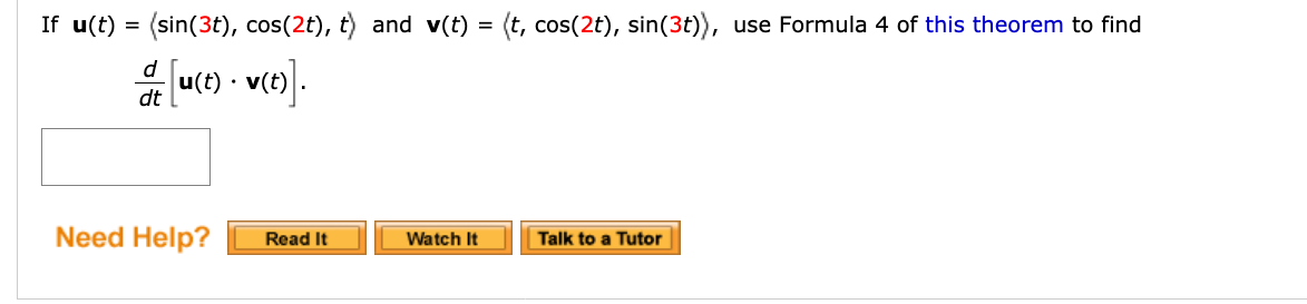 Solved If u(t) = (sin(3t), cos(2t), t) and v(t) = (t, | Chegg.com