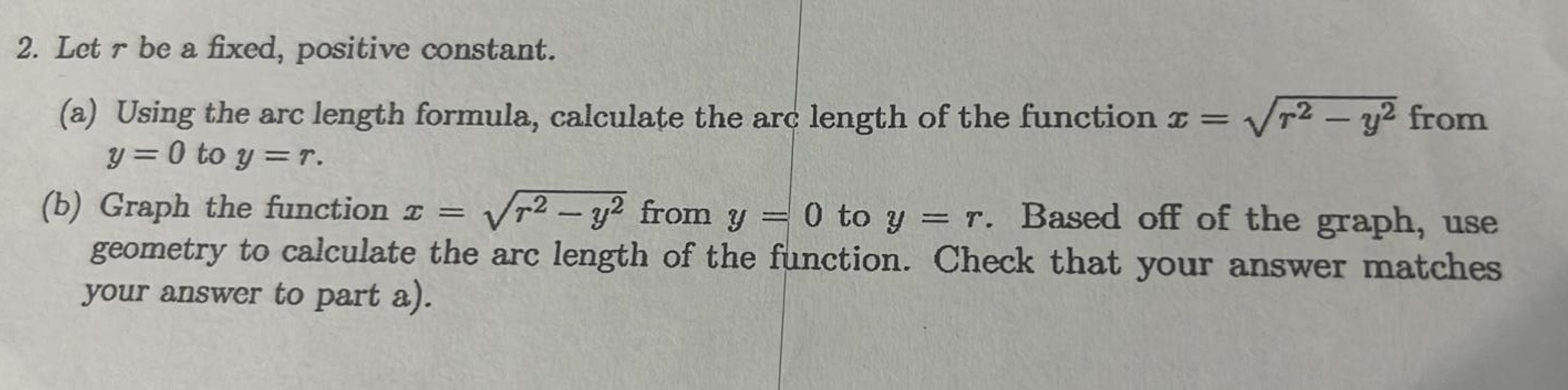 Solved Let r ﻿be a fixed, positive constant.(a) ﻿Using the | Chegg.com