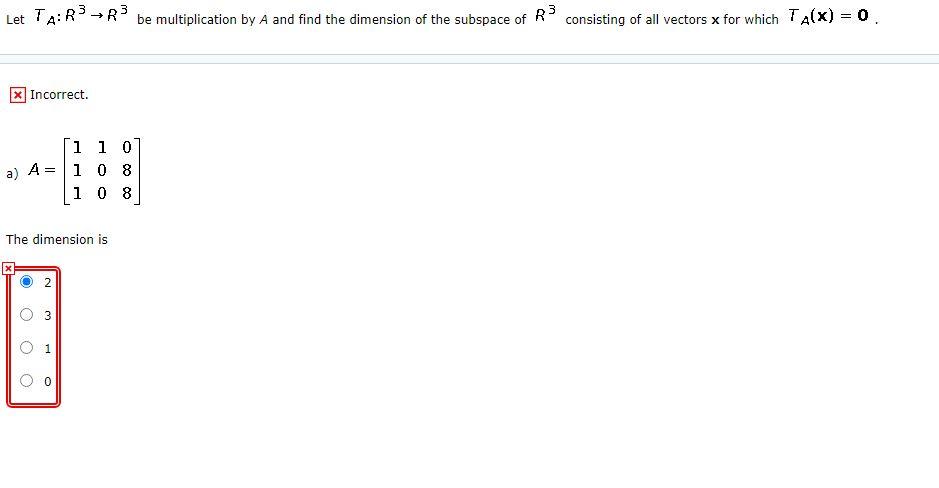 Solved Let TA:R3-R3 be multiplication by A and find the | Chegg.com
