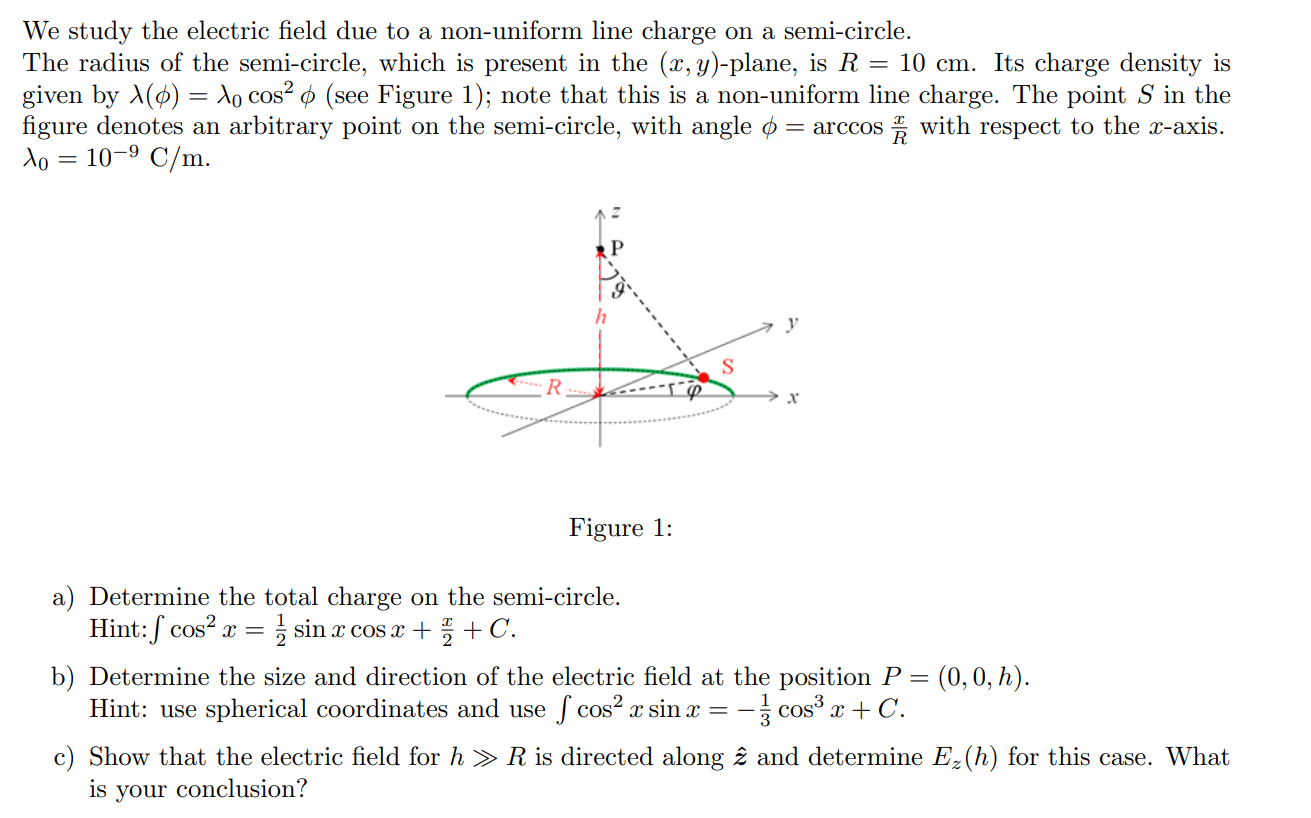 Solved We study the electric field due to a non-uniform line | Chegg.com