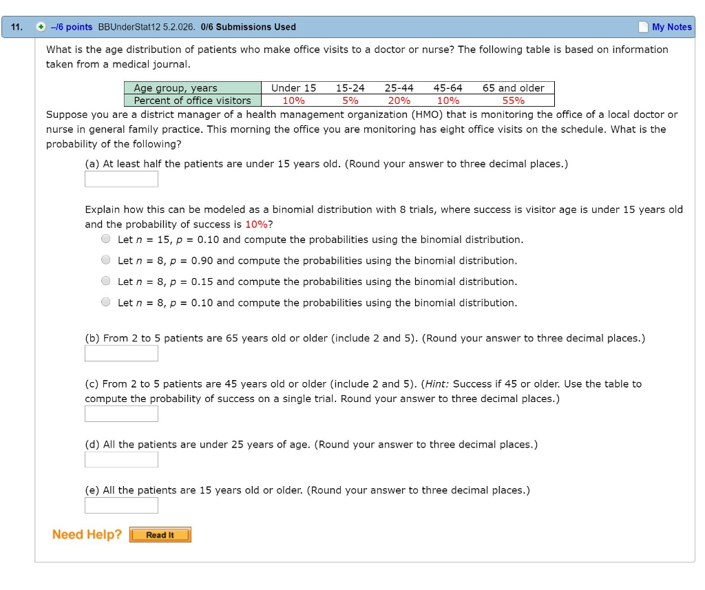 Solved 11. -16 points BBUnderStat12 5.2.026. 0/6 Submissions | Chegg.com