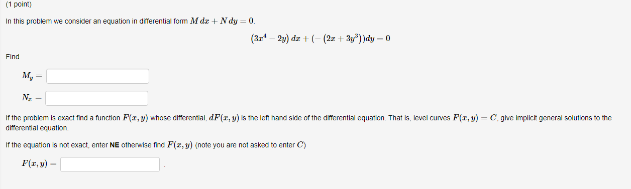 Solved (1 ﻿point)In this problem we consider an equation in | Chegg.com