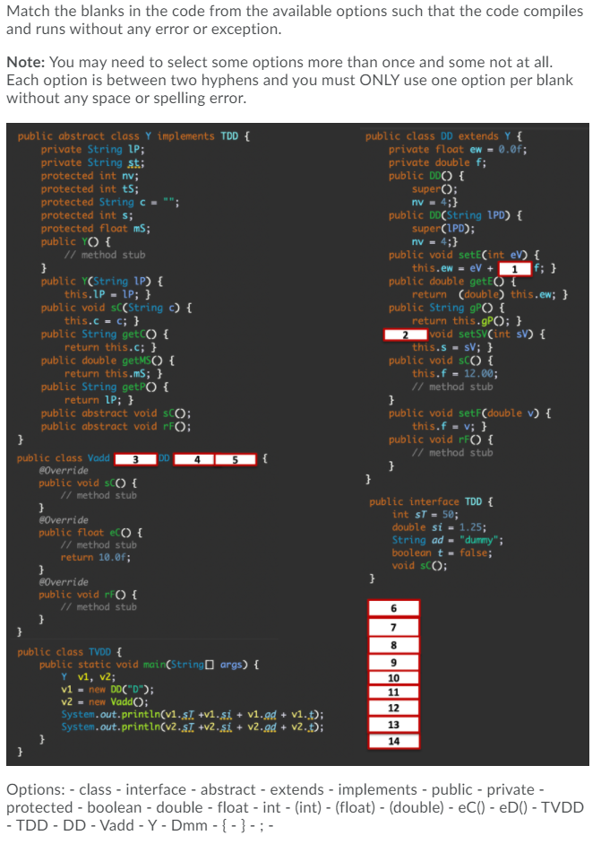 Solved Match the blanks in the code from the available | Chegg.com