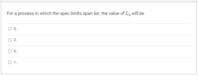 Solved For a process in which the spec limits span 6σ, ﻿the | Chegg.com