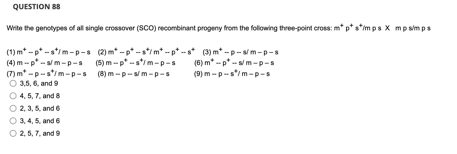 Solved Write the genotypes of all single crossover (SCO) | Chegg.com