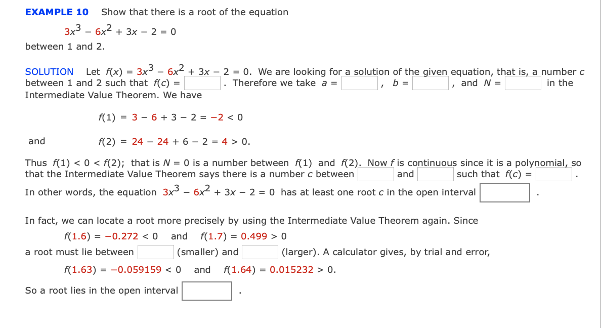 Solved EXAMPLE 10 Show that there is a root of the equation | Chegg.com