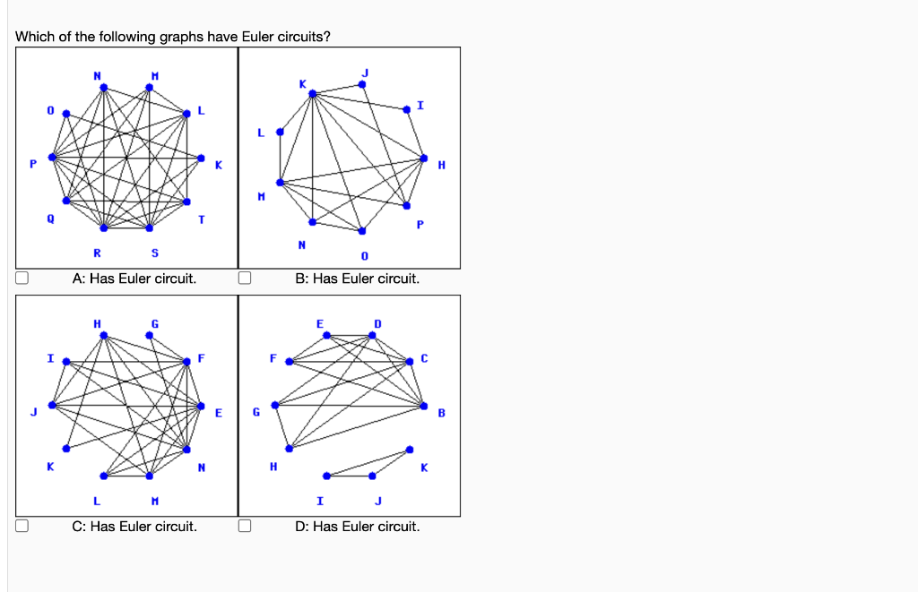 Solved Which Of The Following Graphs Have Euler Circuits A 8600