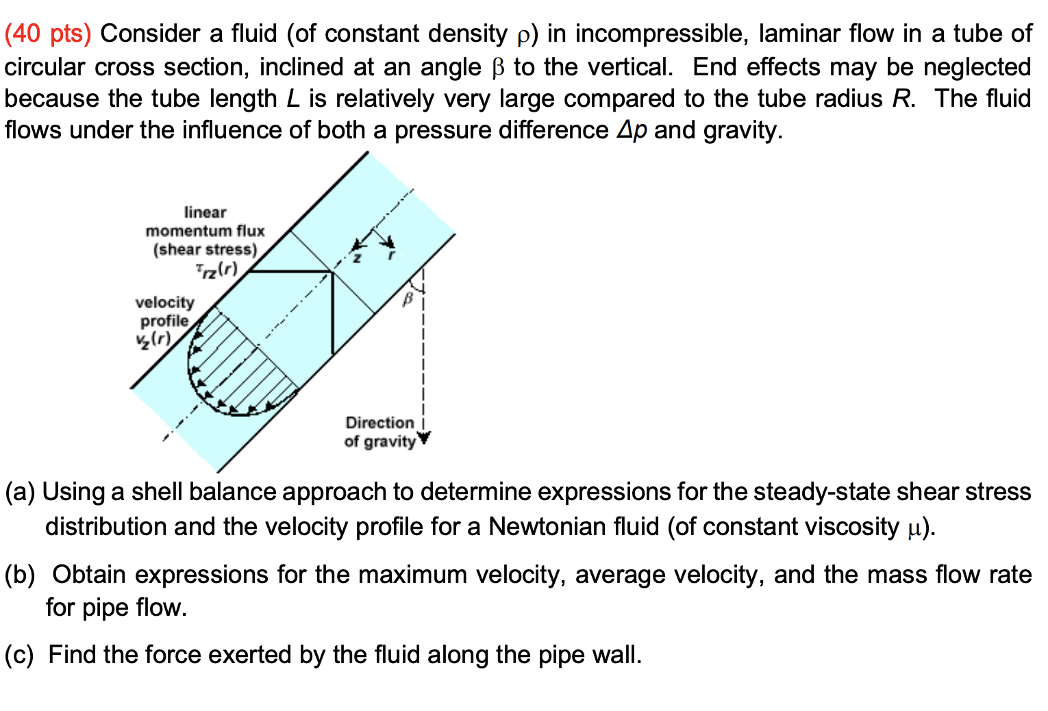 Solved Consider a fluid (of constant density ρ) in | Chegg.com