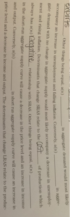 Solved other things being equal a(n) ______ in aggregate | Chegg.com