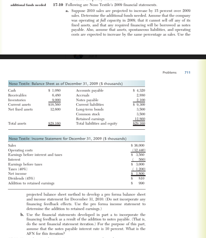 Solved dditional funds needed 17-10 Following are Noso | Chegg.com