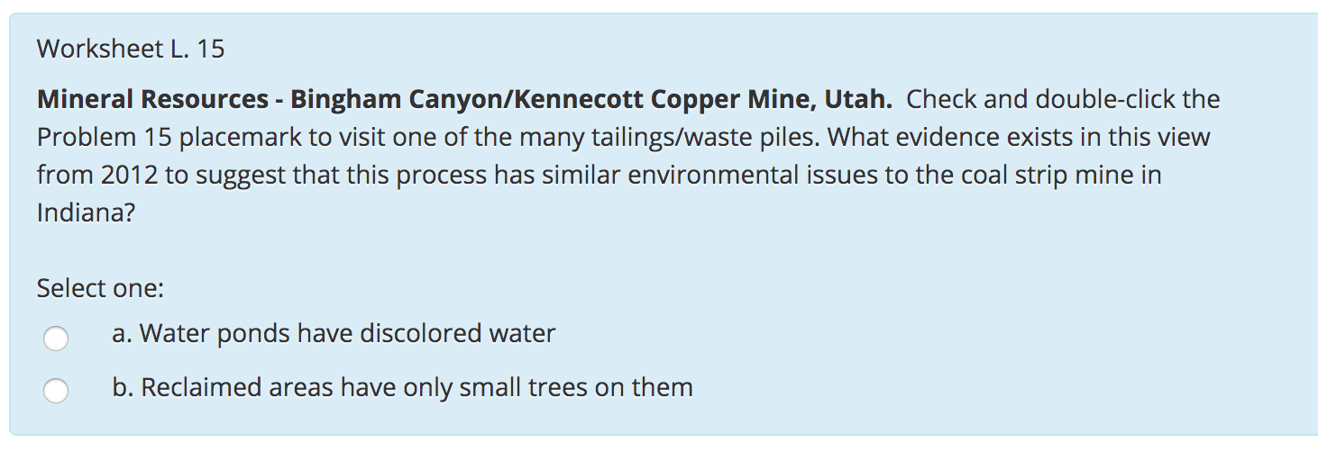 Solved Worksheet L. 15 L. 1 Mineral Resources - Bingham | Chegg.com