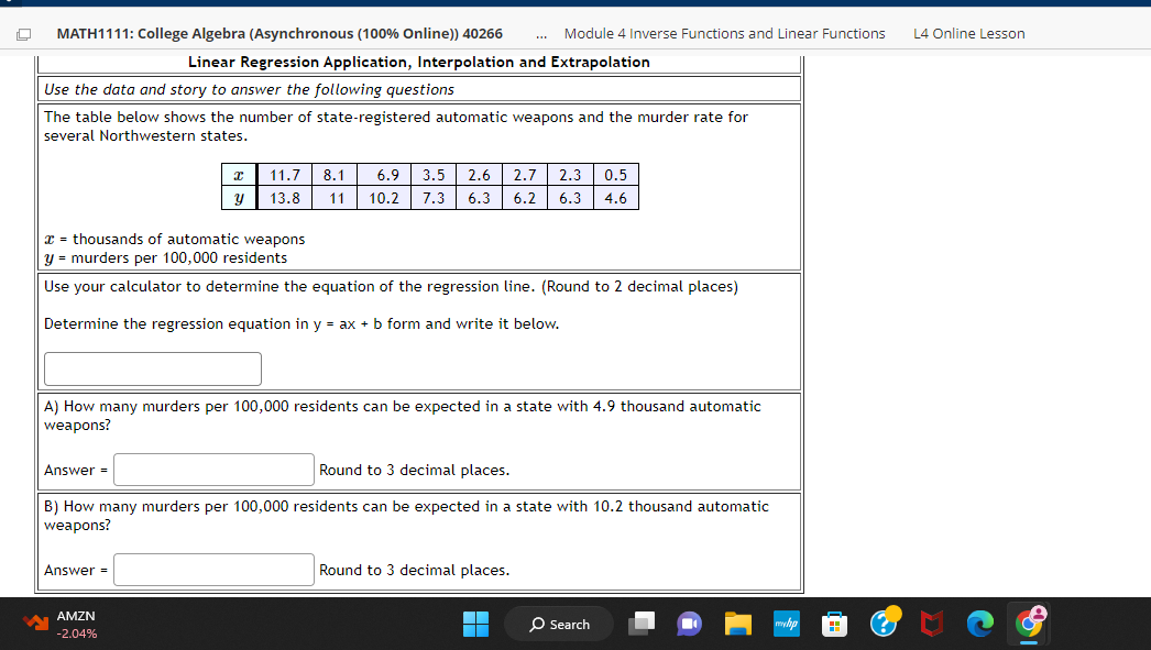 Solved Linear Regression Application Interpolation And