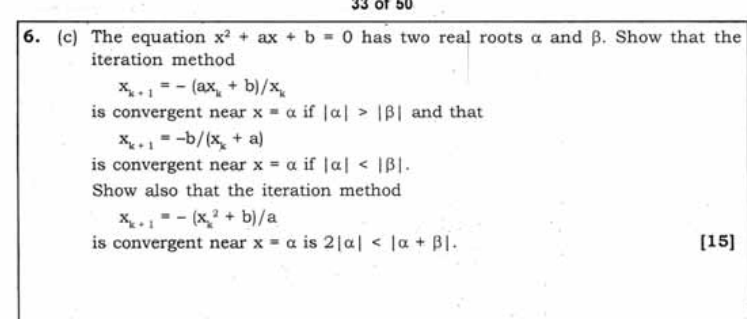 Solved 33 of 50 16. (c) The equation x2 + ax + b = 0 has two | Chegg.com