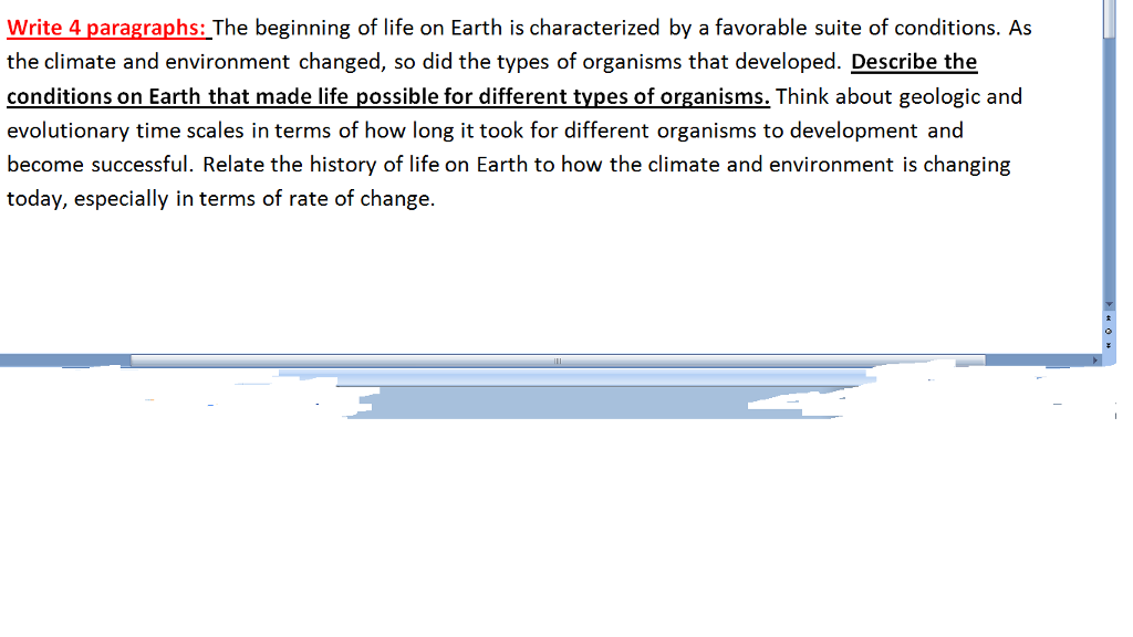 Solved Write 4 paragraphs: The beginning of life on Earth is | Chegg.com