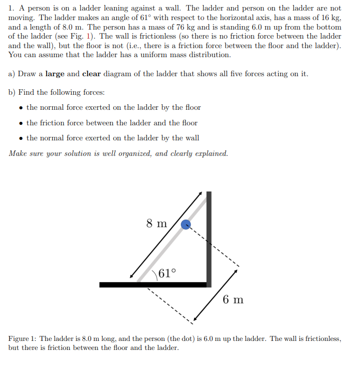 Solved 1. A person is on a ladder leaning against a wall. | Chegg.com