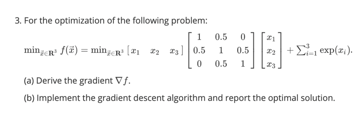 3. For the optimization of the following problem: | Chegg.com