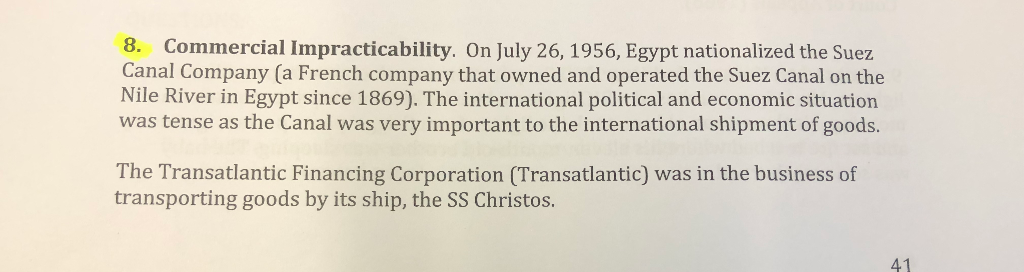 8 Commercial Impracticability. On July 26, 1956, | Chegg.com