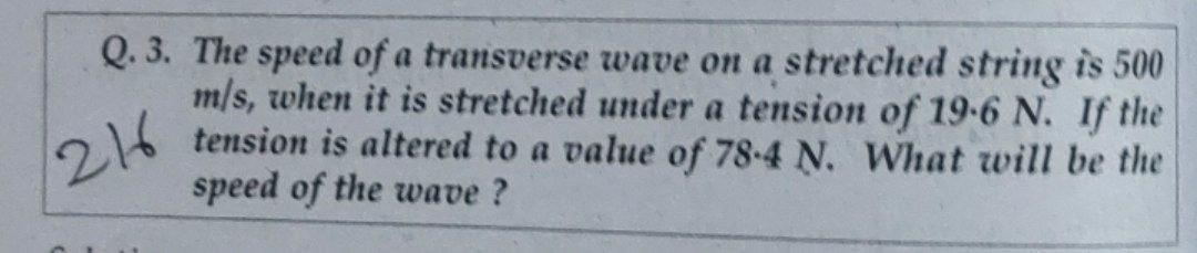 Solved Q. 3. The speed of a transverse wave on a stretched | Chegg.com