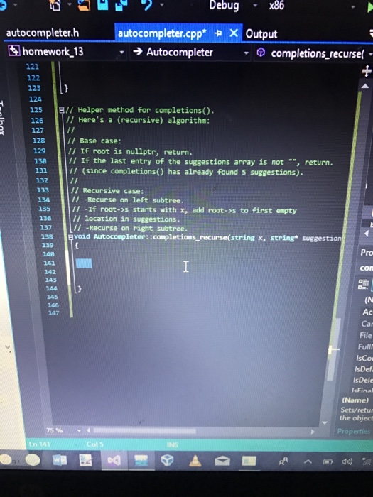 Solved Debug x86 autocompleter.h homework 13 | Chegg.com