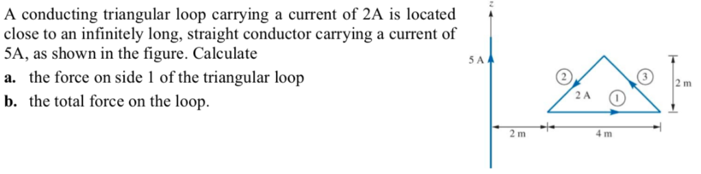 Solved A conducting triangular loop carrying a current of 2A | Chegg.com