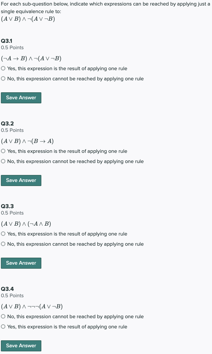 Solved For each sub-question below, indicate which | Chegg.com