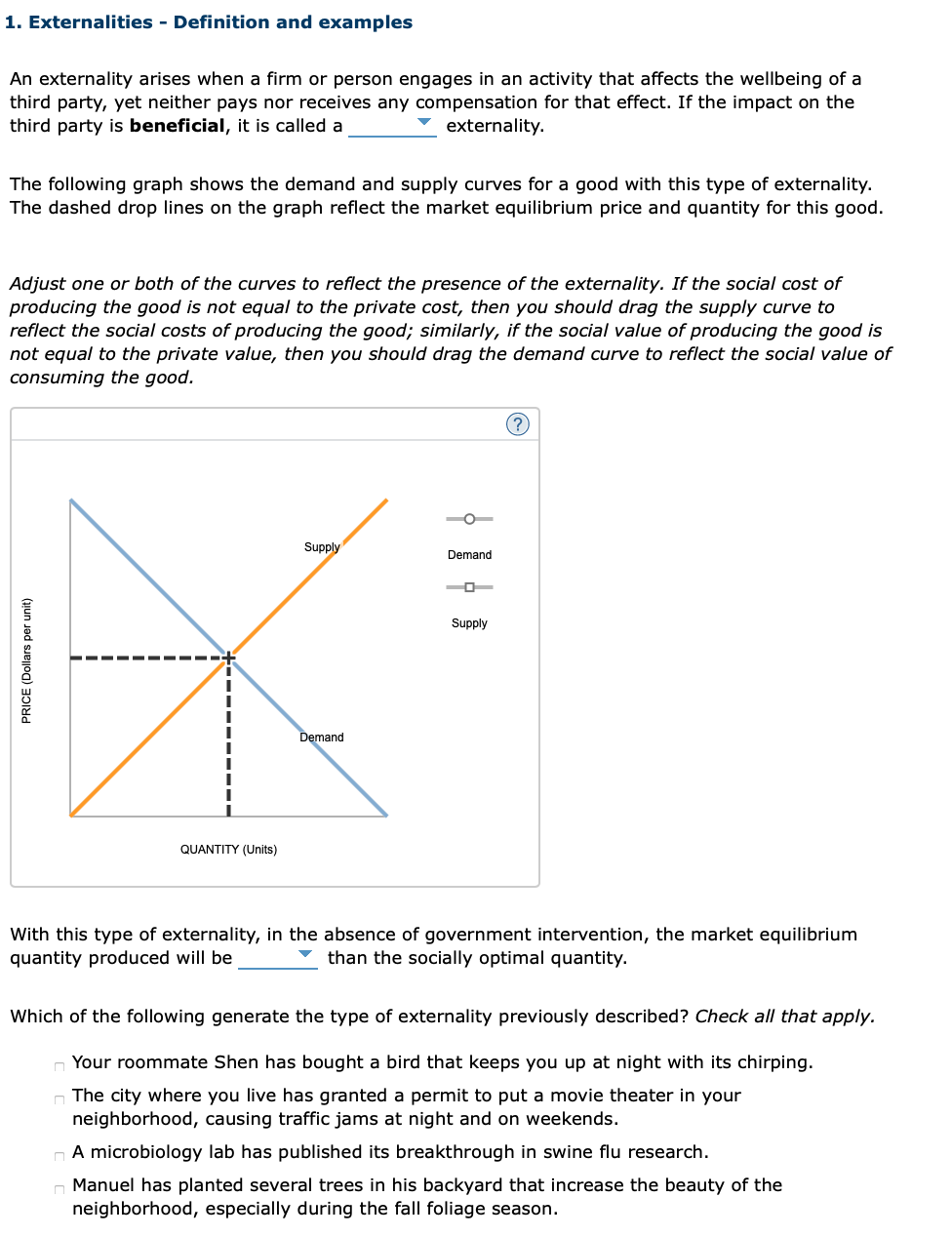 Solved 1. Externalities - Definition and examples An | Chegg.com