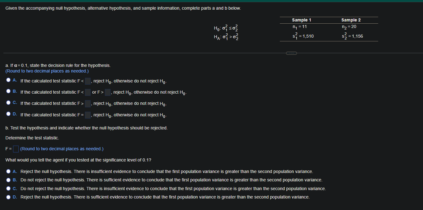 Solved Given the accompanying null hypothesis, alternative | Chegg.com