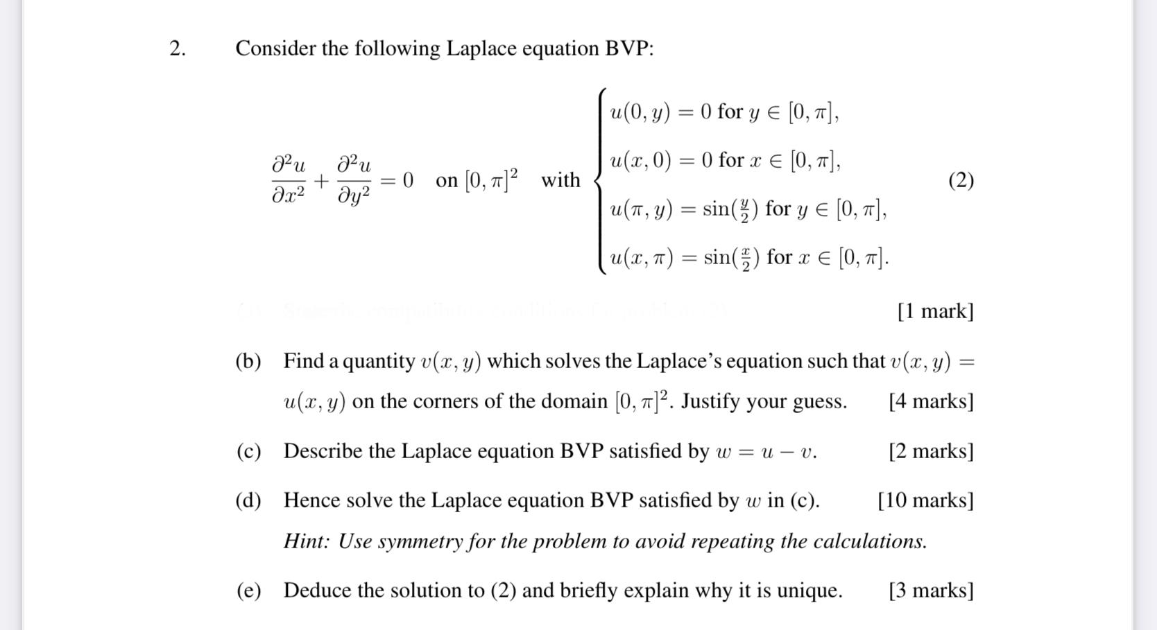Solved 2. Consider the following Laplace equation BVP: | Chegg.com