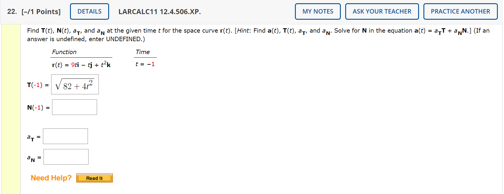 Solved 22. [-/1 Points] DETAILS LARCALC11 12.4.506.XP. MY | Chegg.com
