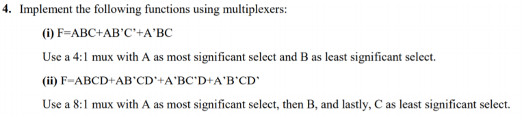 Solved 4 Implement The Following Functions Using